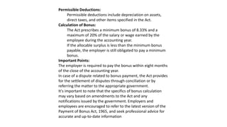 Payment of bonus act - which talks about payment of bonus | PPT