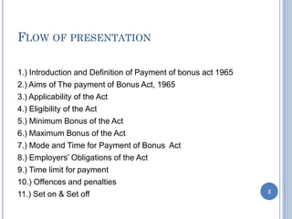 Payment of bonus act 1965 | PPSX