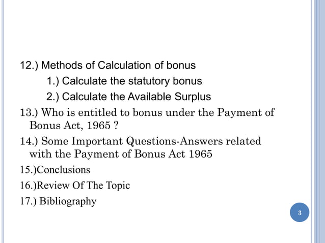 Payment of bonus act 1965 | PPSX