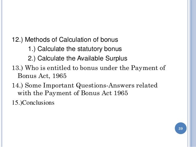 Payment of bonus act 1965