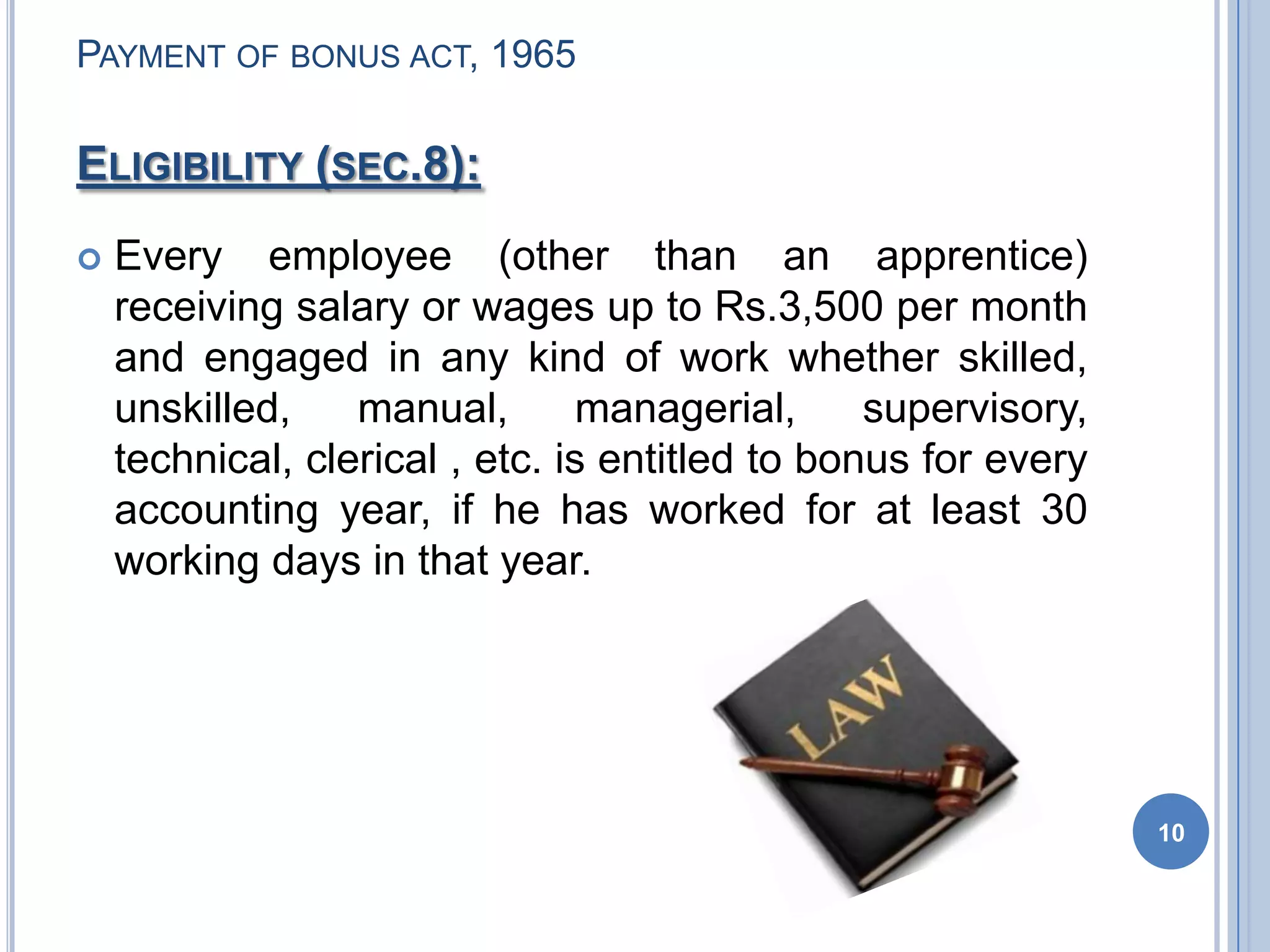 Payment of bonus act 1965 | PPTX