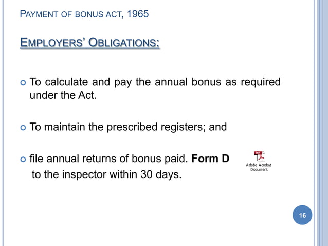 Payment of bonus act 1965 | PPTX | Personal Taxes | Personal Finance