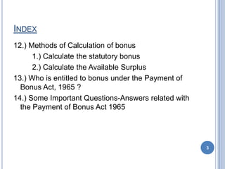 Payment of bonus act 1965 | PPTX