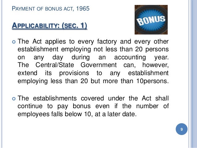 Payment of bonus act 1965