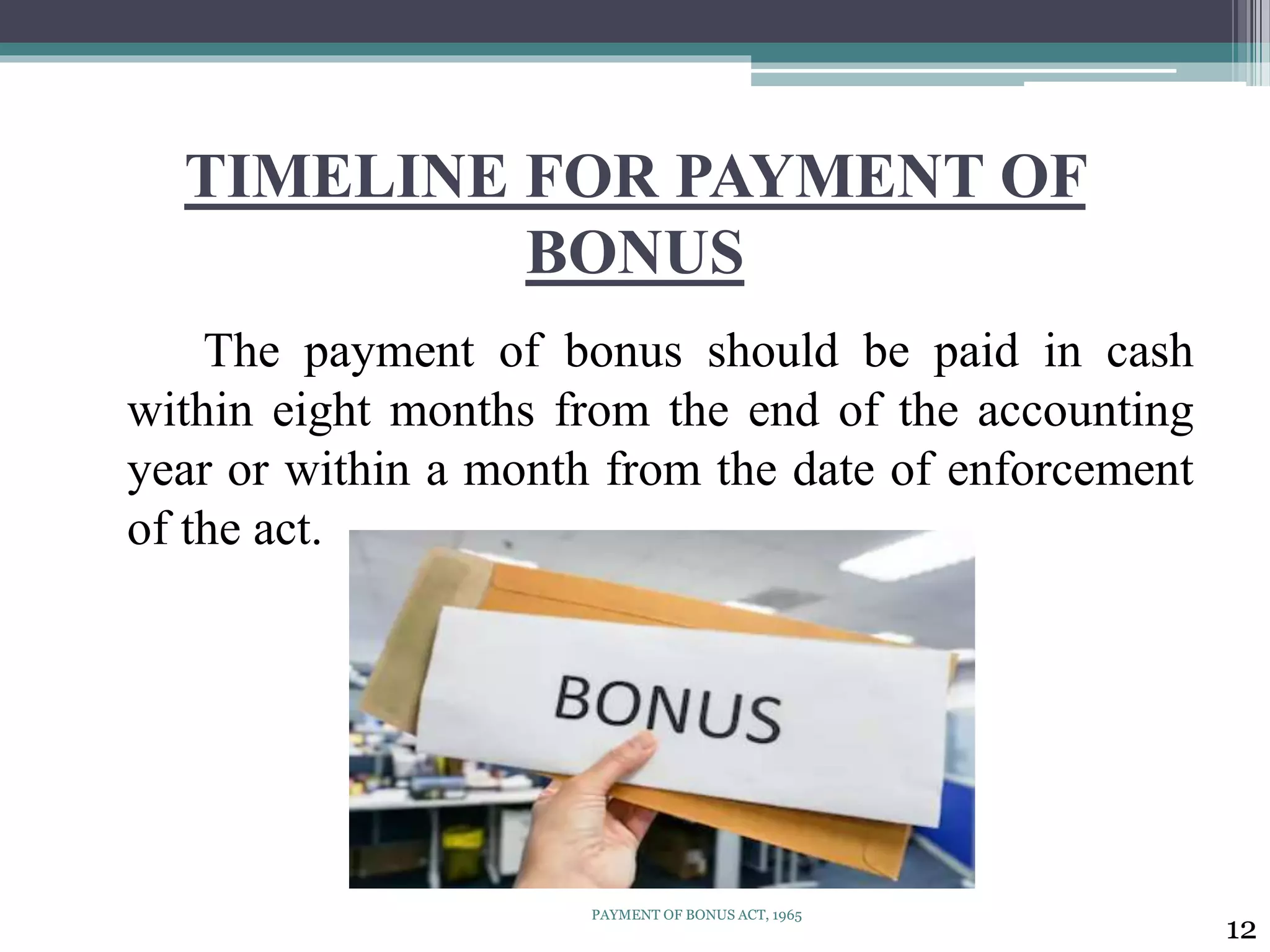 Payment of bonus act, 1965 | PPTX