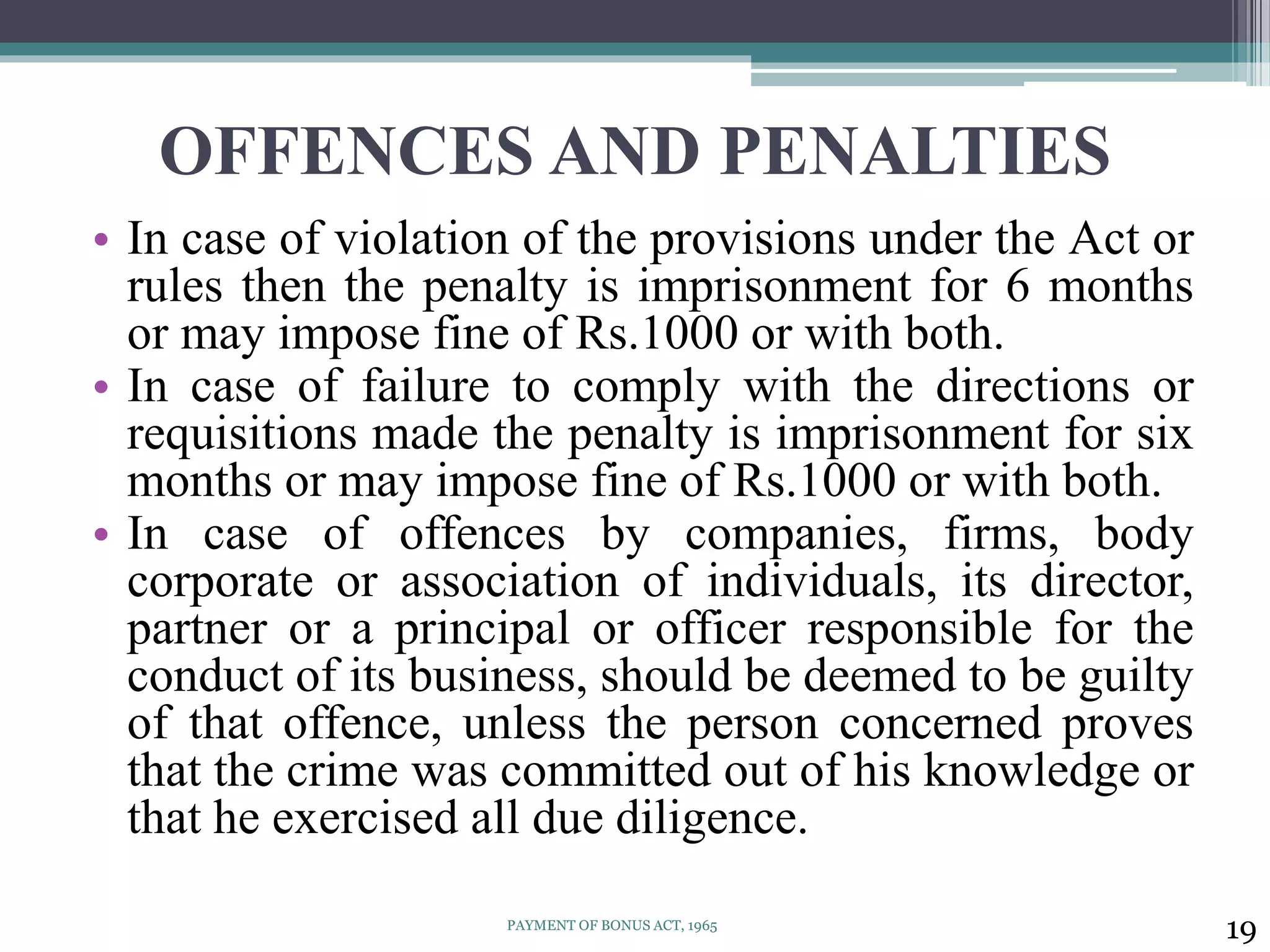 Payment of bonus act, 1965 | PPTX