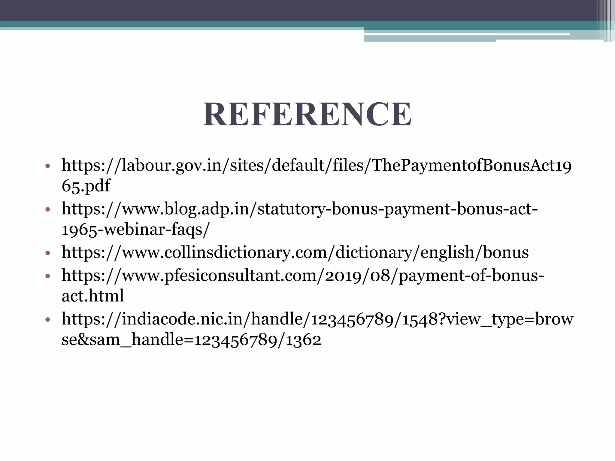 Payment of bonus act, 1965 | PPTX
