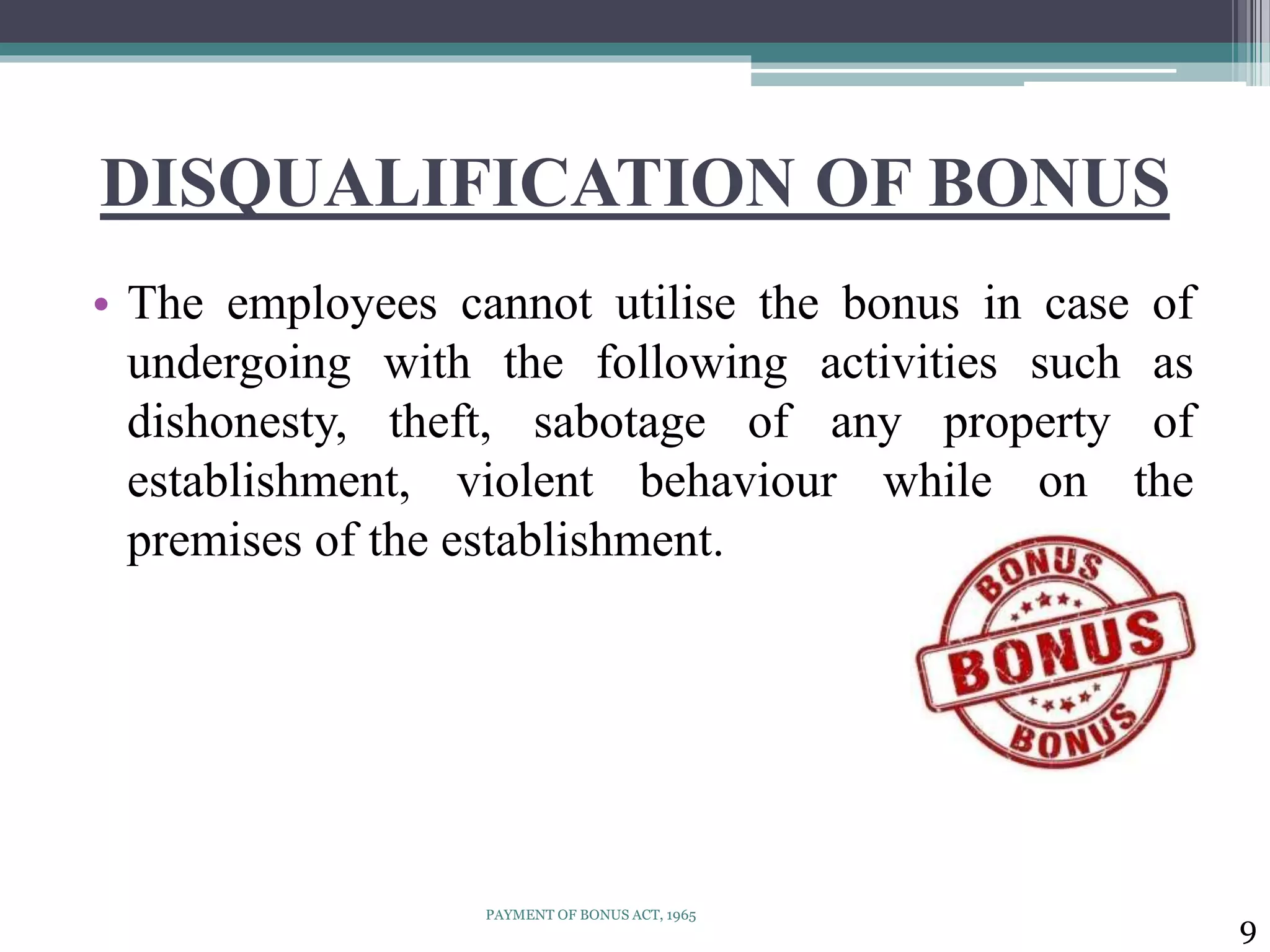 Payment of bonus act, 1965 | PPTX