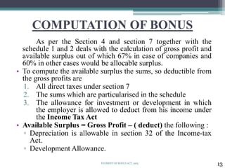 Payment of bonus act, 1965 | PPTX
