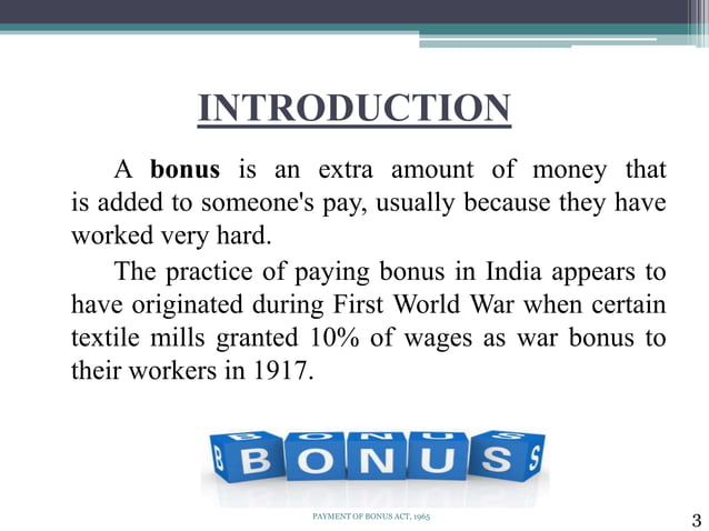 Payment of bonus act, 1965 | PPTX