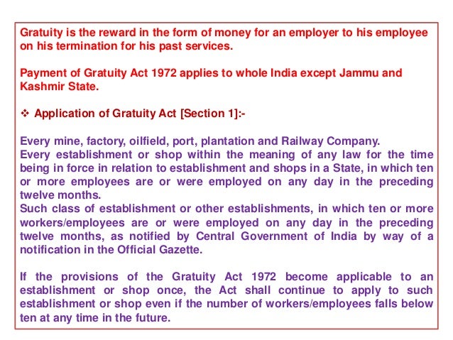 Payment of Gratuity Act, 1972