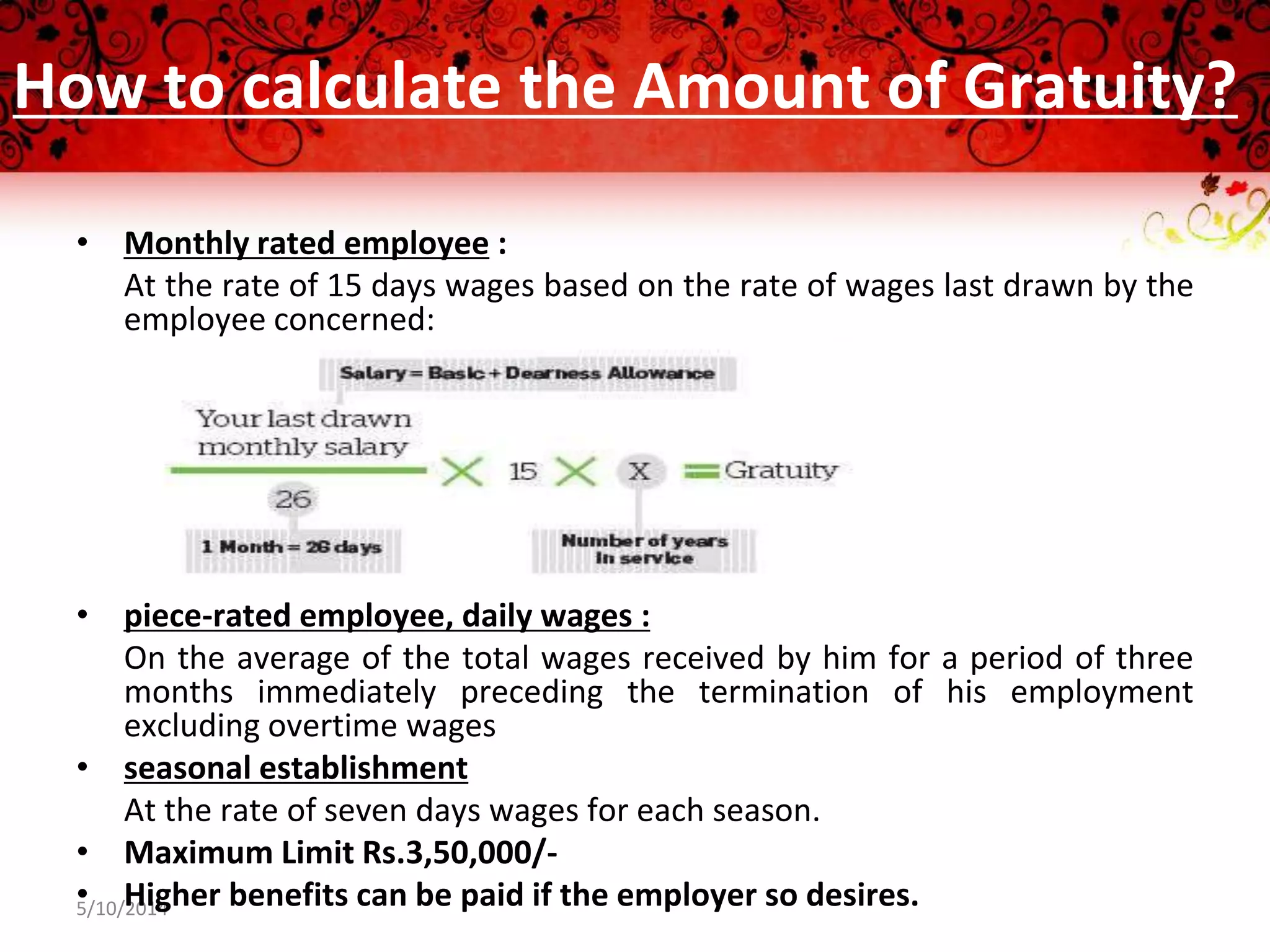 Payment of gratuity act | PPTX