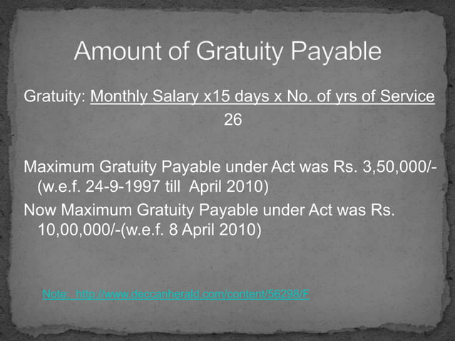 Payment of gratuity act , 1972 | PPT