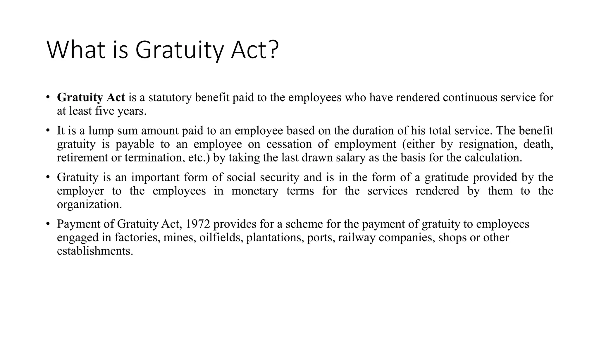 Payment of gratuity act, 1972 | PPTX
