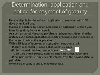 Payment of gratuity act, 1972 ppt | PPTX