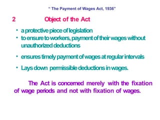Payment of wages Act detailed with sections | PPTX