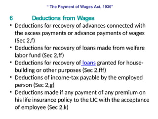 Payment of wages Act detailed with sections | PPTX