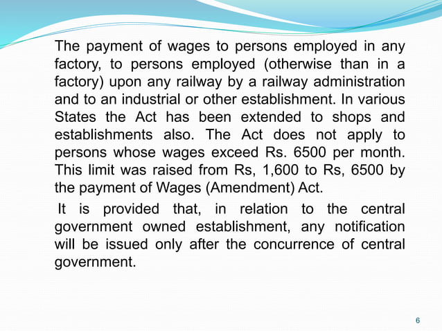 Payment of wages act | PPT | Business Accounting & Finance | Business