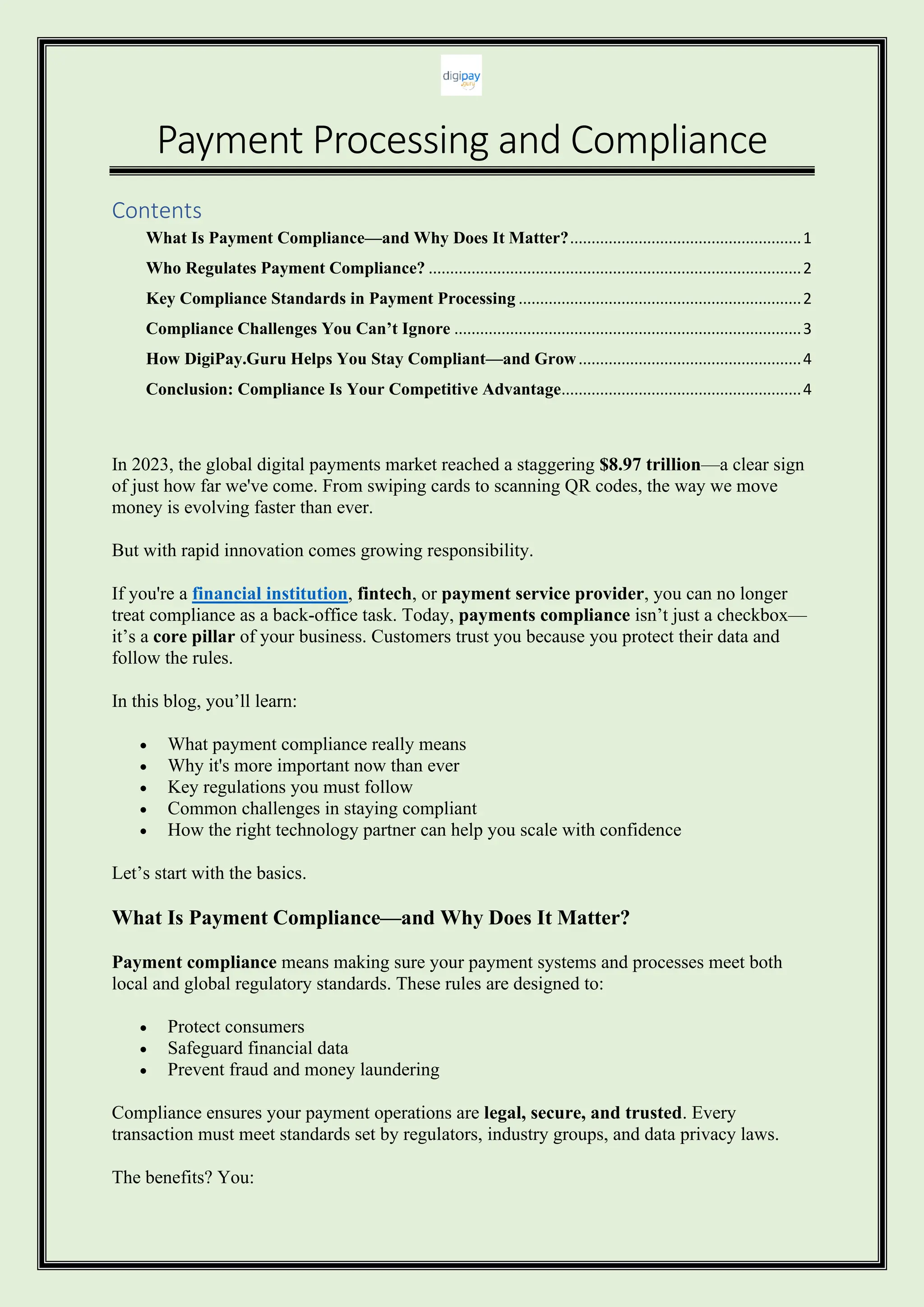 Payment Processing and Compliance Challenges | PDF