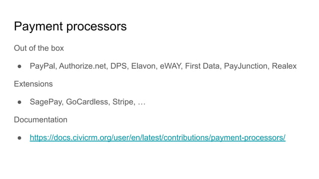 Payment processors in CiviCRM | PDF