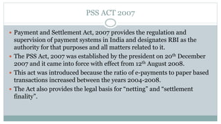 Payment settlement act 2007 | PPTX