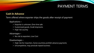 Payment terms - EXIM Business and Credit Risk Analysis | PPTX