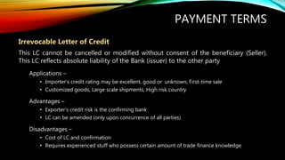 Payment terms - EXIM Business and Credit Risk Analysis | PPTX