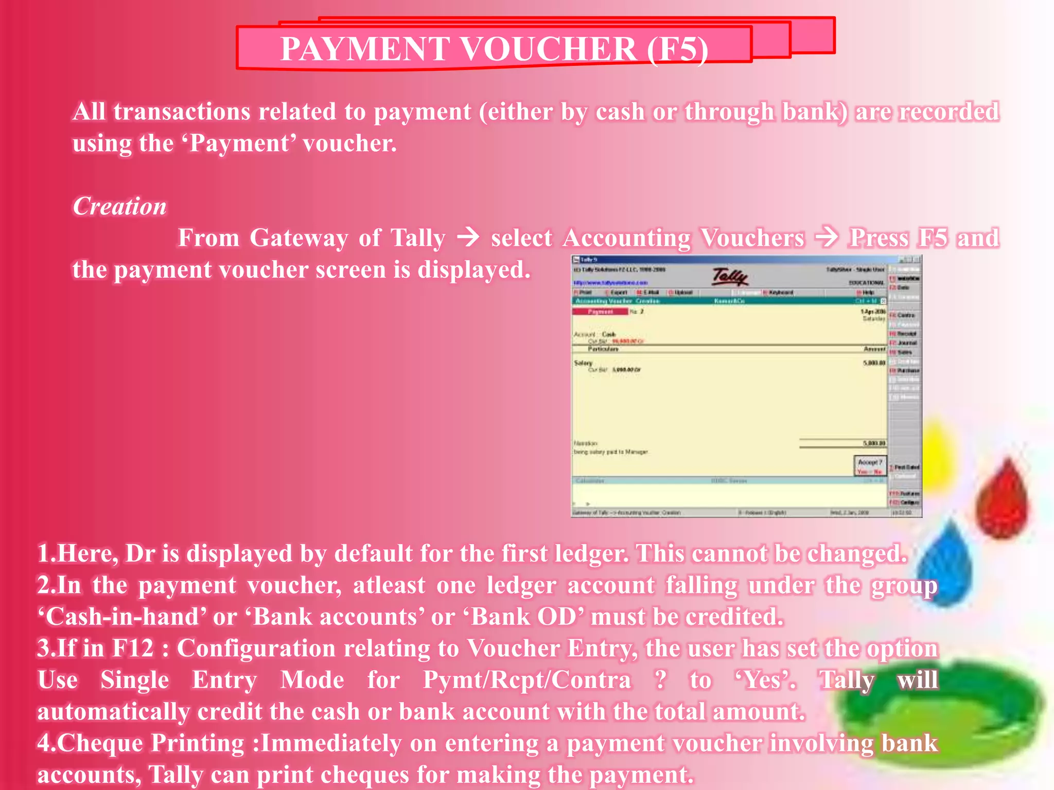 PAYMENT VOUCHER (F5) in Tally - R.D.Sivakumar | PPTX