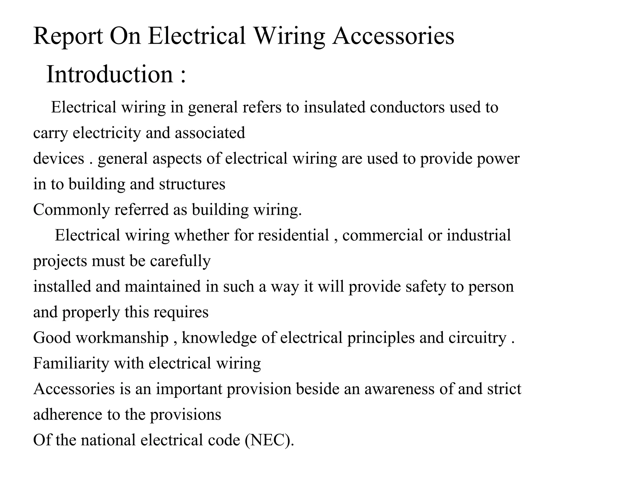 report on electrical wiring | PPTX