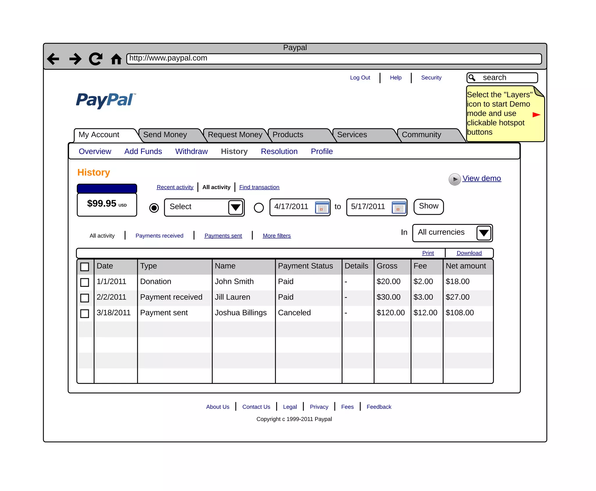 Paypal wireframe | PPT