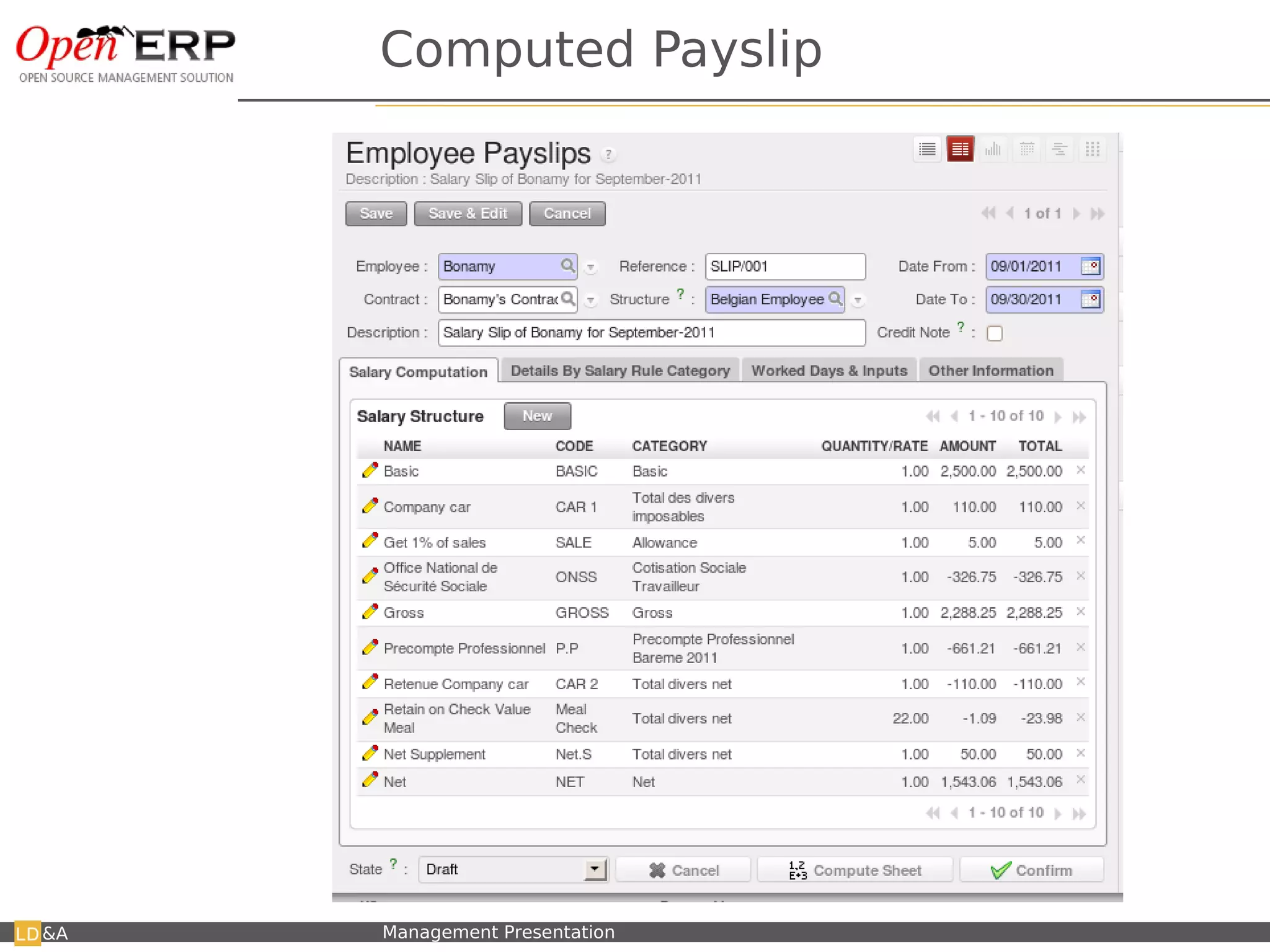 OpenERP Payroll Introduction | PDF