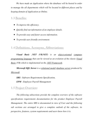 Payroll Management System SRS | PDF