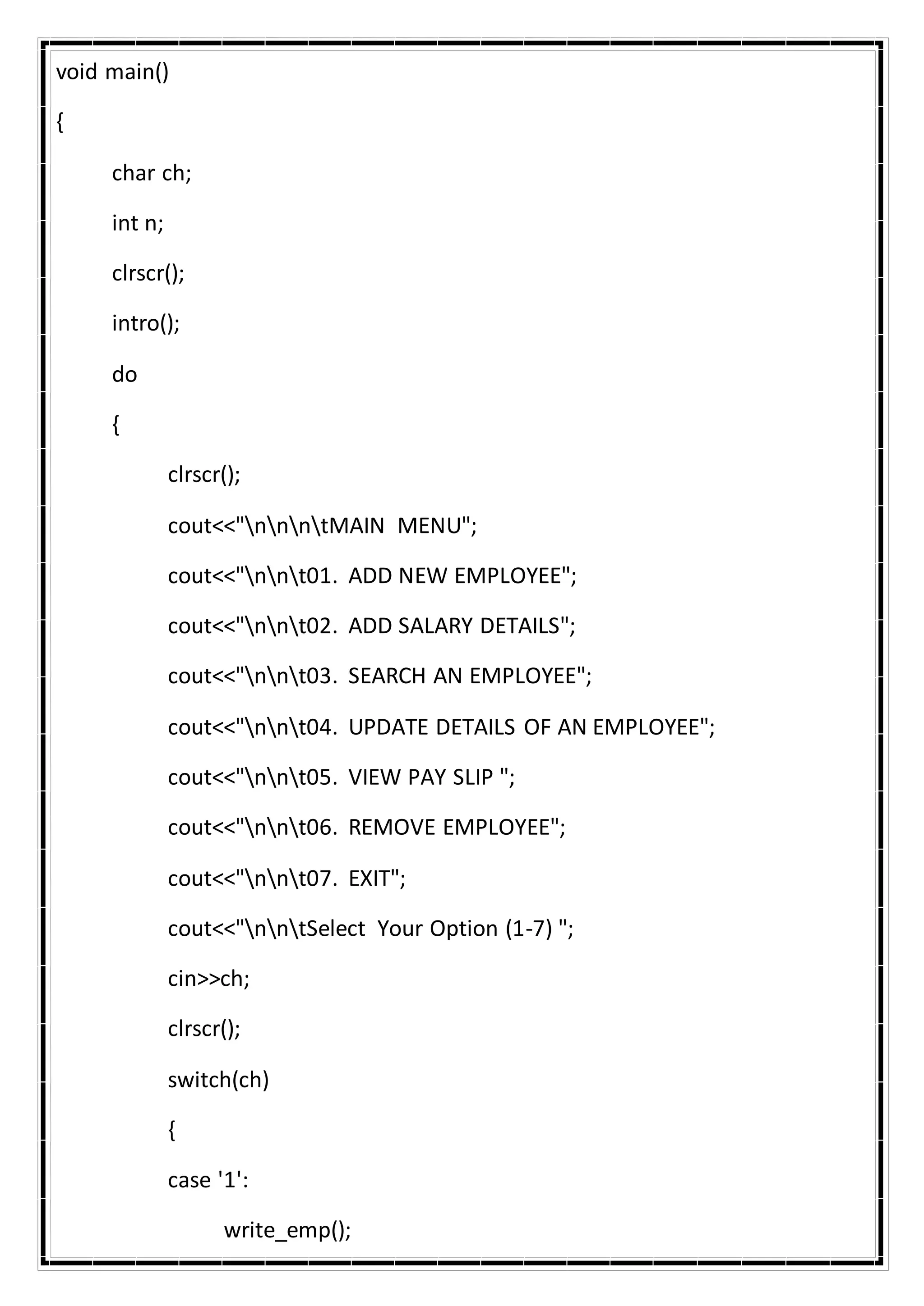 computer project code ''payroll'' (based on datafile handling) | DOCX