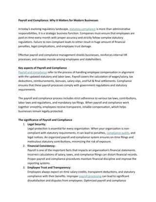 Payroll and Compliance: Why It Matters for Modern Businesses | PDF