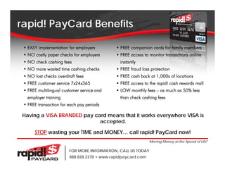 The Basics of Paycards / Payroll Cards | PDF