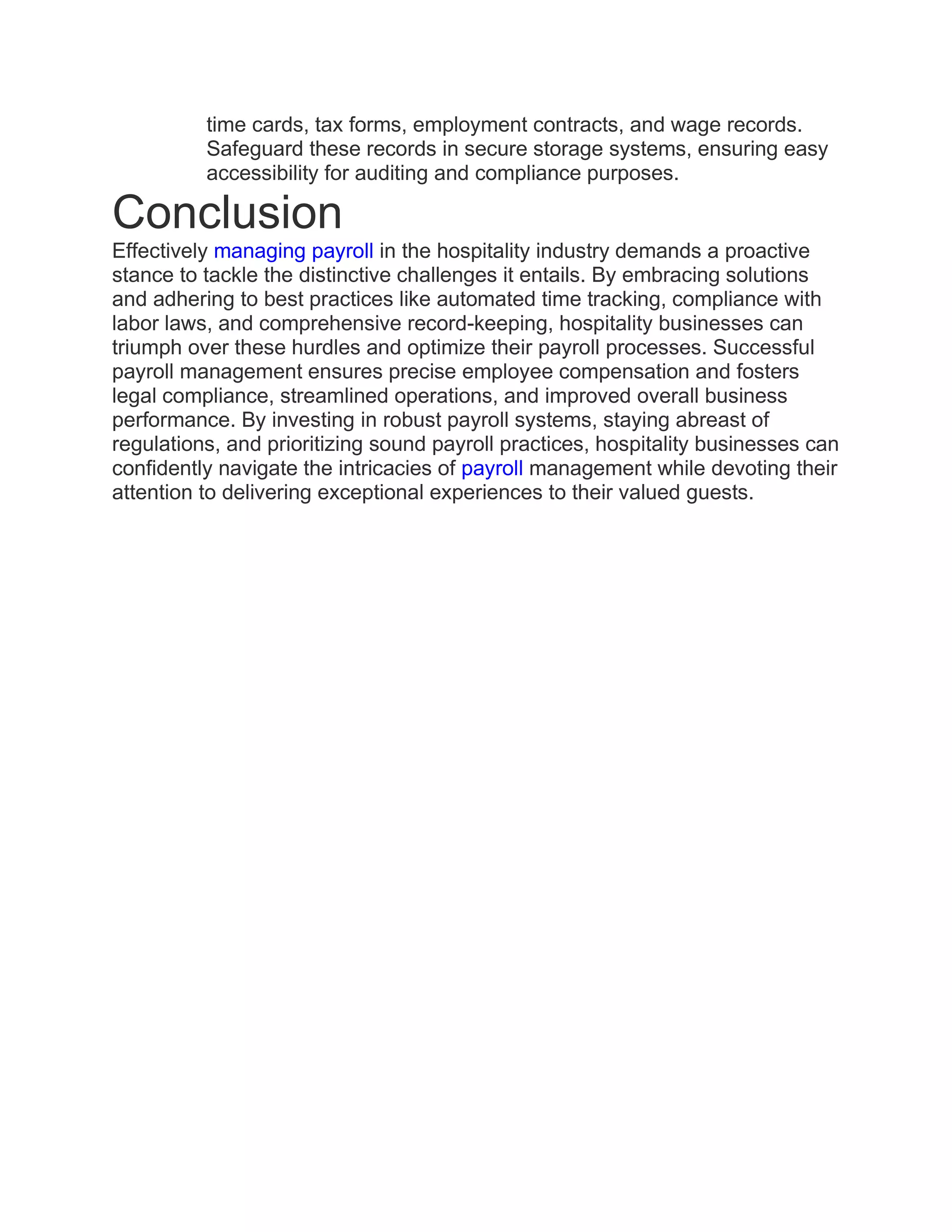 Payroll Challenges Faced by Hospitality Businesses Solutions and Best ...