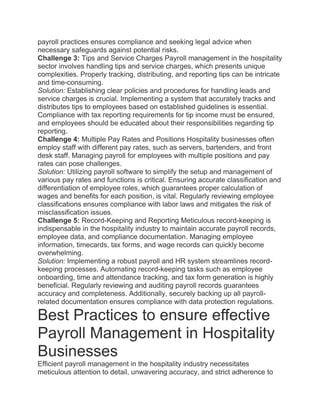 Payroll Challenges Faced by Hospitality Businesses Solutions and Best ...