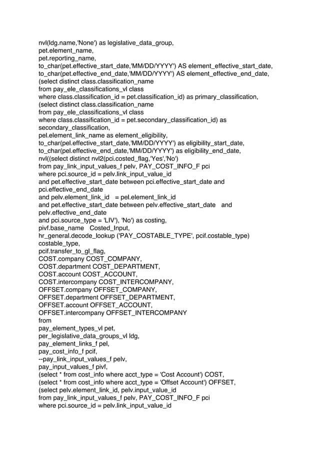 Oracle Fusion Cloud Payroll Costing Query | PDF | Business Accounting ...