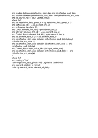 Oracle Fusion Cloud Payroll Costing Query | PDF