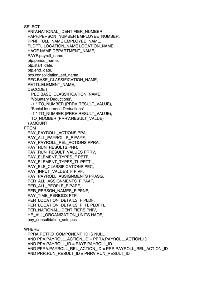 Oracle Fusion Cloud HCM Payroll Query | PDF | Databases | Computer ...