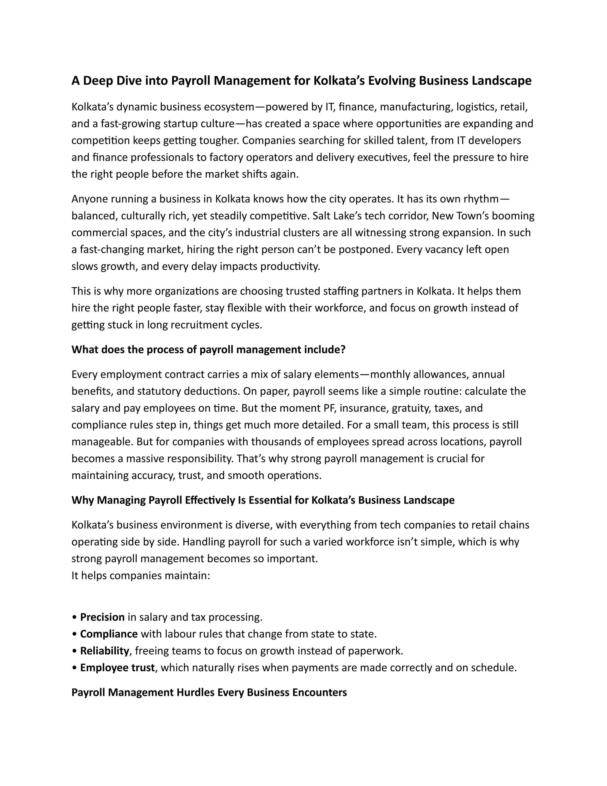 A Deep Dive into Payroll Management for Kolkata’s Evolving Business Landscape | PDF