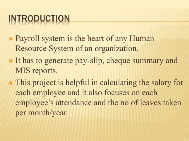Payroll managemen tsystem | PPTX | Computing | Technology & Computing