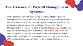 Streamlining Success: The Dynamics of Payroll Management Systems | PDF | Human Resources | Business