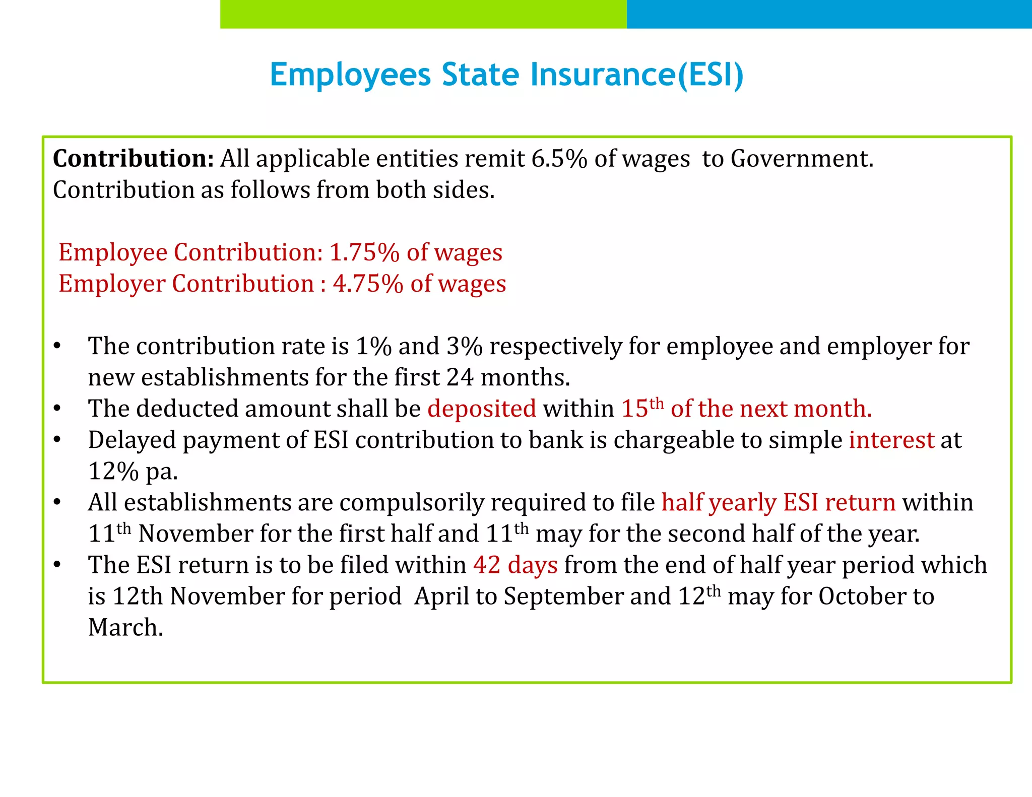 PT ESI PF & Other Payroll statutory compliances | PPTX