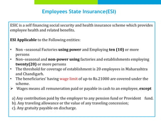 PT ESI PF & Other Payroll statutory compliances | PPTX | Government ...