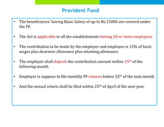 PT ESI PF & Other Payroll statutory compliances | PPTX | Government ...