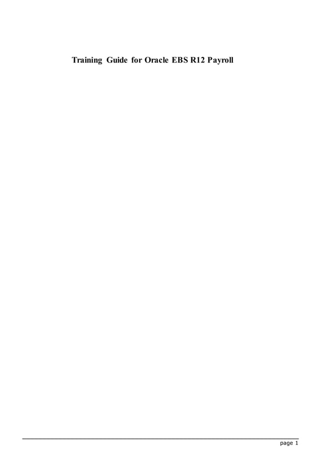 Oracle EBS R12 Payroll user manual | DOC