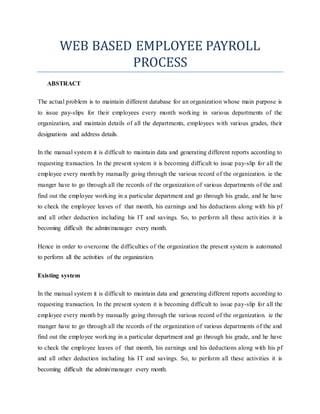 Web based Payroll Process System | PDF