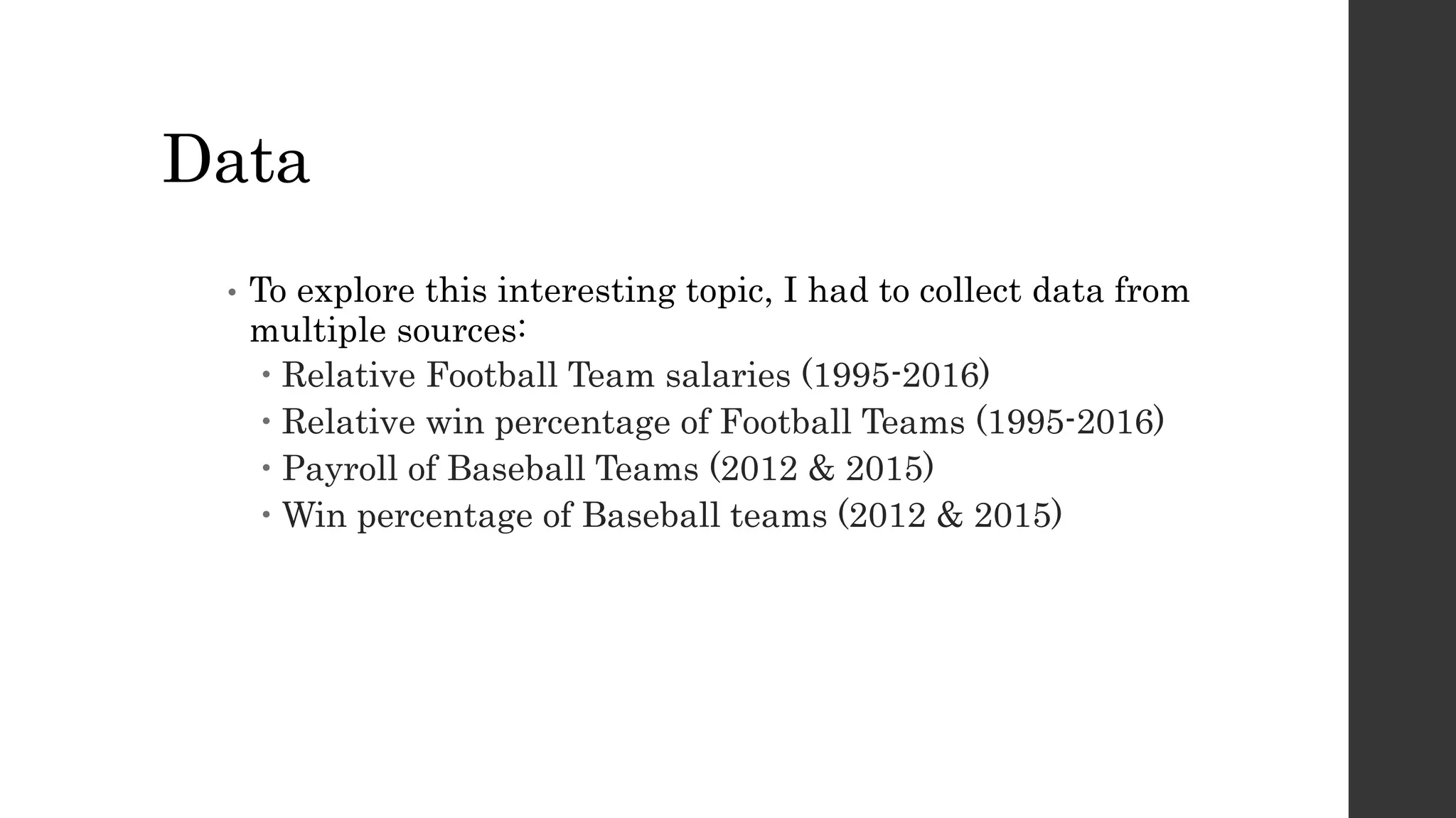 Payroll versus win percentage in sports | PPT