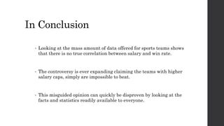 Payroll versus win percentage in sports | PPTX